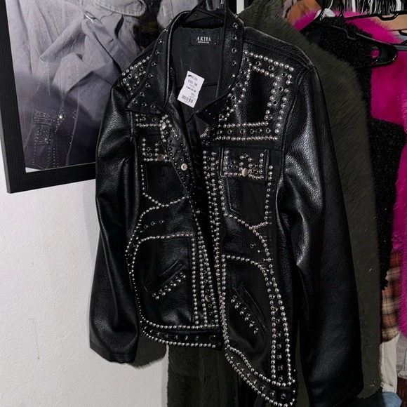 AKIRA | Jackets & Coats | Akira Black Studded Leather Jacket | Poshmark